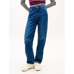 Tommy Jeans Damen Straight-Jeans "KIRA MR SLIM STR"denim schwarz, Gr. 26, Abriebeffekte, Denim/Jeans, Obermaterial: 99% Baumwolle, 1% Elasthan, Jeans