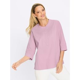 Klassische Bluse Heine, Damen, Gr. 38, ros&eacute;, 97% Baumwolle, 3% Elasthan, unifarben, Rundhals, Blusen