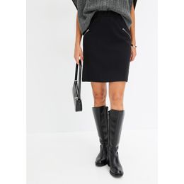 bonprix Damen Minirock, schwarz, Gr. 44, unifarben, Obermaterial: 71% Polyester, 25% Viskose, 4% Elasthan, R&ouml;cke