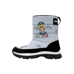 Snowboots DOGO "Nortia Winterboot / Snowboot Looney Tunes Ski Club Damen", Damen, Gr. 39, Normalschaft, grau, Polyurethan, Schuhe Snowboots, Handgefertigt