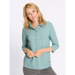 Classic Basics Damen Poloshirt "Poloshirt"salbei, ecru, bedruckt, Gr. 52, gemustert, mehrfarbig, 100% Baumwolle, Shirts