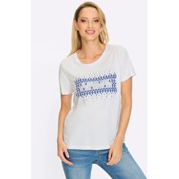 Heine Damen T-Shirt "T-Shirt", wei&szlig;, Gr. 34, bedruckt, gemustert, mehrfarbig, 100% Baumwolle, Shirts