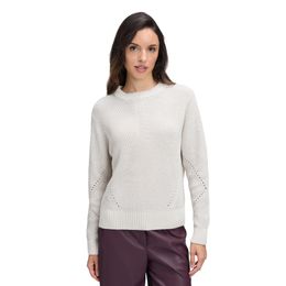 BETTY & CO Strickpullover BETTY & CO "Damen mit Lurexfaden", Damen, Gr. 38, cream, Strick, Obermaterial: 78% Baumwolle, 22% Polyester, l&auml;ssig geschnitten normal, Rundhals, Pullover Strickpullover