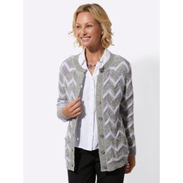 CLASSIC Damen Strickjacke, grau, Gr. 46, gemustert, mehrfarbig, 30% Polyamid, 27% Polyacryl, 25% Baumwolle, 18% Polyester, Strickjacken