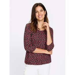 3/4-Arm-Shirt Classic Basics "3/4-Arm-Shirt", Damen, Gr. 40, bunt (schwarz, pink, bedruckt), 100% Baumwolle, gemustert, mehrfarbig, Rundhals, Shirts 3/4-Arm-Shirt