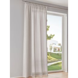 Gardine, B:140cm H:245cm, beige, Polyester, Gardinen