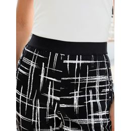 Inspirationen Damen Schlupfhose, schwarz-wei&szlig;, Gr. 42, gemustert, mehrfarbig, 98% Baumwolle, 2% Elasthan, Hosen