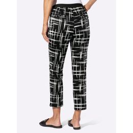 Inspirationen Damen Schlupfhose, schwarz-wei&szlig;, Gr. 36, gemustert, mehrfarbig, 98% Baumwolle, 2% Elasthan, Hosen