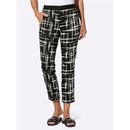 Inspirationen Damen Schlupfhose, schwarz-wei&szlig;, Gr. 50, gemustert, mehrfarbig, 98% Baumwolle, 2% Elasthan, Hosen