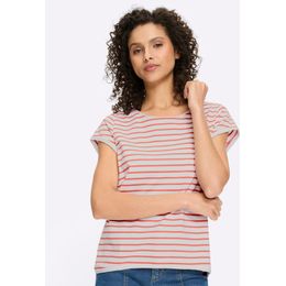 T-Shirt Heine "Ringelshirt", Damen, Gr. 40, wei&szlig;, grapefruit, geringelt, 100% Baumwolle, gemustert, mehrfarbig, Rundhals, Shirts T-Shirt
