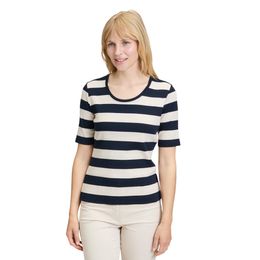 Betty Barclay Damen Kurzarmshirt "Damen mit Rippenstruktur", blau, Gr. 44, Rippware, Obermaterial: 95% Baumwolle, 5% Elasthan, Shirts