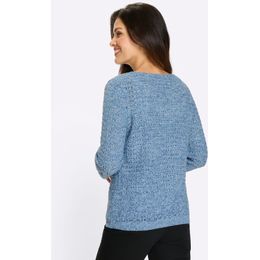 Classic Basics Damen Strickpullover "Ajour-Pullover", blau, Gr. 40, meliert, 100% Polyacryl, Pullover