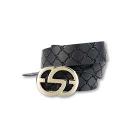 Silbergift Damen Lederg&uuml;rtel "Lederg&uuml;rtel mit Rautenpr&auml;gung und Designschlie&szlig;e", schwarz, Gr. 105, Rindsleder, G&uuml;rtel