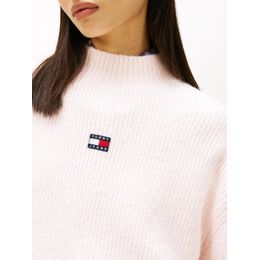 Tommy Jeans Damen Strickpullover "TJW MOCKNECK BADGE SWEATER EXT"light pink, Gr. XXL, unifarben, Strick, Obermaterial: 53% Polyester, 38% Nylon, 9%