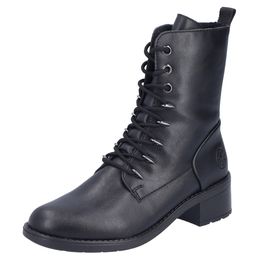 Rieker Damen Schn&uuml;rstiefelette, Gr. 37schwarz, Lederimitat, unifarben, Schuhe, Schn&uuml;rboots, Blockabsatz, mit Innenrei&szlig;verschluss