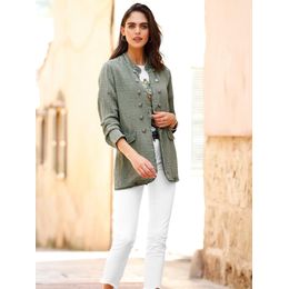 Langjacke Heine, Damen, Gr. 34, khaki, 100% Baumwolle, Jacken Langjacke