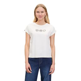 Cartoon Damen Kurzarmshirt "Damen mit &Auml;rmelaufschlag", wei&szlig;, Gr. 34, Obermaterial: 100% Baumwolle, Shirts