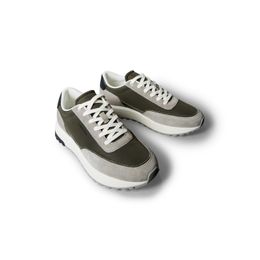 Calvin Klein Herren Plateausneaker "LOW TOP LACE UP REPREVE MIX", Gr. 45grau, schwarz khaki, schwarz, Leder, Textil, kontrastfarbene Details, Schuhe,