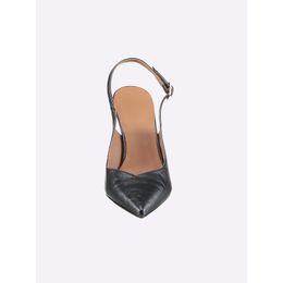 Heine Damen Slingpumps, Gr. 37marine, metallicfarben, Textil, Schuhe