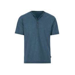 TRIGEMA Herren T-Shirt "TRIGEMA T-Shirt mit Knopfleiste DELUXE Baumwolle", blau, Gr. S, 100% Baumwolle, Shirts