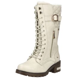 Mustang Shoes Damen Schn&uuml;rstiefel "Mustang Shoes Stiefel Lederimitat", Gr. 39cream, Lederimitat, Schuhe