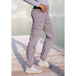 Vivance ACTIVE Damen Trekkinghose "Cargo Jeans Optik", grau, Gr. 34, unifarben, Obermaterial: 98% Baumwolle, 2% Elasthan, Hosen, Baumwollmix mit