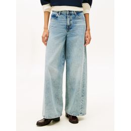 High-waist-Jeans Tommy Hilfiger "DNM 70's WIDE LEG HW", Damen, Gr. 31, L&auml;nge 32, glis, Denim/Jeans, Obermaterial: 100% Baumwolle, unifarben, l&auml;ssig geschnitten kn&ouml;chellang, Jeans High-Waist-Jeans
