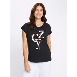 Classic Basics Damen Kurzarmshirt "Kurzarm-Shirt", schwarz, Gr. 42, bedruckt, gemustert, mehrfarbig, 100% Baumwolle, Shirts