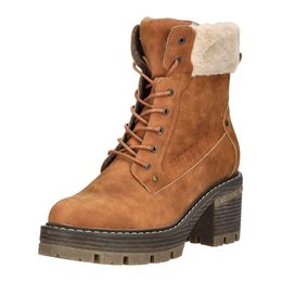 Mustang Shoes Damen High-Heel-Stiefelette "Mustang Shoes Stiefelette Lederimitat/Textil", Gr. 42braun, Lederimitat, Textil, Schuhe