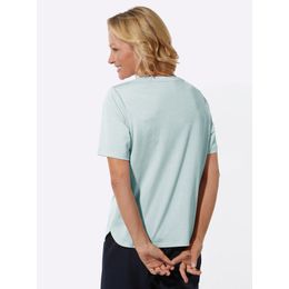 Damen Rundhalsshirt "Kurzarm-Shirt", blau, Gr. 46, unifarben, 64% Baumwolle, 36% Polyester, Shirts