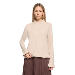 Strickpullover Cartoon "Damen mit Stehkragen", Damen, Gr. 40, beige (light beige melange), Obermaterial: 57% Polyester, 17% Polyacryl, 16% Baumwolle, 6% Elasthan, 4% Wolle, figurumspielend normal, Rundhals, Pullover Strickpullover
