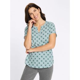 Classic Basics Damen Schlupfbluse, gr&uuml;n, Gr. 44, gemustert, mehrfarbig, 100% Viskose, Blusen