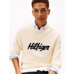 Tommy Hilfiger Herren Rundhalspullover "SEASONAL GRAPHIC COTTON", beige, Gr. M, Strick, Obermaterial: 100% Baumwolle, Pullover