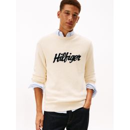 Rundhalspullover Tommy Hilfiger "SEASONAL GRAPHIC COTTON", Herren, Gr. L, beige (calico), Strick, Obermaterial: 100% Baumwolle, normal normal, Rundhals, Rippb&uuml;ndchen, Pullover Rundhalspullover