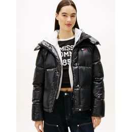 Steppjacke Tommy Jeans "TJW ALASKA GRID DWN JCKT SHINY", Damen, Gr. XL (42), schwarz, Steppware, Obermaterial: 100% Nylon, unifarben, regular fit, Jacken Steppjacke