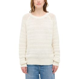 Mustang Damen Sweater "Damen Style Silas"sanftes wei&szlig;, Gr. L, Strick, 50% Baumwolle, 50% Polyacryl, Sweatshirts