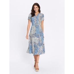 Inspirationen Damen Sommerkleid "Sommerkleid"ecru, bleu, bedruckt, Gr. 38, bedruckt, gemustert, mehrfarbig, 100% Viskose, Kleider