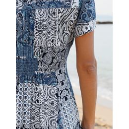 Inspirationen Damen Sommerkleid "Sommerkleid"ecru, bleu, bedruckt, Gr. 19, bedruckt, gemustert, mehrfarbig, 100% Viskose, Kleider