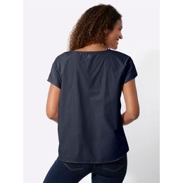 Casual Looks Damen Schlupfbluse, blau, Gr. 38, unifarben, 50% Baumwolle, 50% Polyester, Blusen