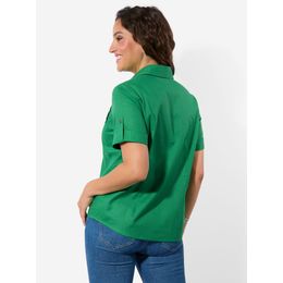 Casual Looks Damen Kurzarmbluse, gr&uuml;n, Gr. 38, unifarben, 70% Baumwolle, 30% Leinen, Blusen