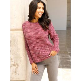 Strickpullover Classic Basics "Pullover", Damen, Gr. 50, papaya, fuchsia, meliert, 100% Polyacryl, gemustert, mehrfarbig, meliert, Pullover Strickpullover