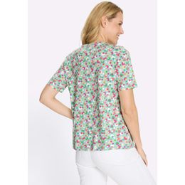 Classic Basics Damen Kurzarmshirt "Longshirt", bunt, Gr. 46, gemustert, mehrfarbig, 100% Baumwolle, Shirts