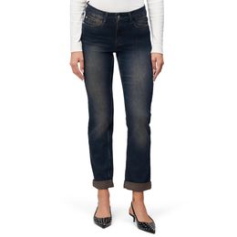 Zero Damen Slim-fit-Jeans "Damen Style ORLANDO Straight Leg 32 Inch"vintage denim, Gr. 40, unifarben, Denim/Jeans, Obermaterial: 63% Polyacryl, 37%