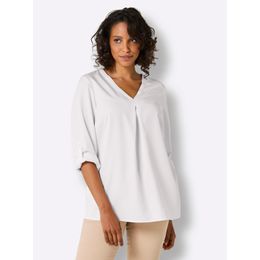 Damen Schlupfbluse, wei&szlig;, Gr. 38, CREATION L PREMIUM, unifarben, 70% Modal, 30% Polyester, Blusen