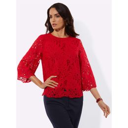 CR&Eacute;ATION L CREATION L Damen Spitzenbluse, rot, Gr. 36, unifarben, 100% Polyester, Blusen