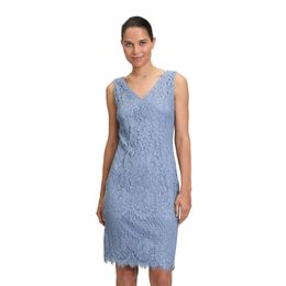 Vera Mont Damen Etuikleid "Damen mit Spitze", blau, festlich, Gr. 40, Spitze, Obermaterial: 52% Viskose, 30% Baumwolle, 18% Polyamid; Futter: 100%