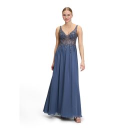 Vera Mont Damen Abendkleid "Damen mit Stickerei", blau, Gr. 34, Obermaterial: 100% Polyester; Futter: 100% Polyamid, Kleider, Glitzersteine