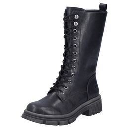 Rieker Damen Schn&uuml;rstiefel, Gr. 36, schwarz, Lederimitat, unifarben, Schuhe, Schn&uuml;rboots mit Rei&szlig;verschluss und robuster Profilsohle