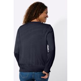 Casual Looks Damen Strickjacke, blau, Gr. 44, unifarben, 100% Baumwolle, Strickjacken