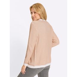 Classic Basics Damen Strickjackebeige, ecru, gemustert, Gr. 54, gemustert, mehrfarbig, 100% Baumwolle, Strickjacken